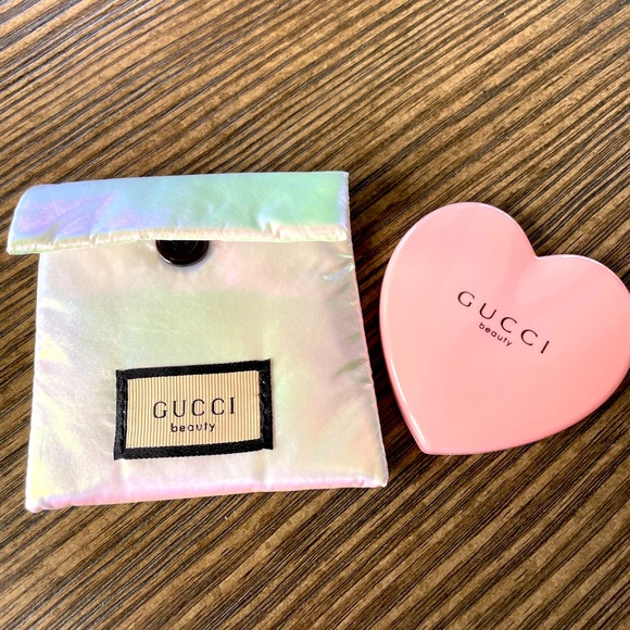 Gucci | Accessories | Gucci Pink Heart Pocket Mirror In Pouch | Poshmark